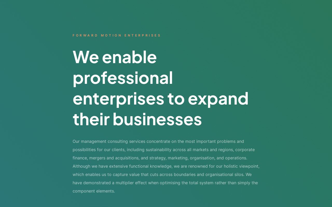 FORWARD MOTION ENTERPRISES